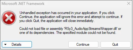 Easy Fixes for Assembly RSy3_AudioAppStreamsWrapper.dll Error