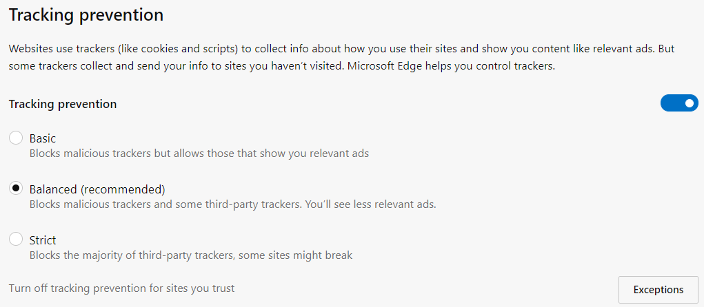 Microsoft Adds Tracking Prevention Feature To Edge Minitool