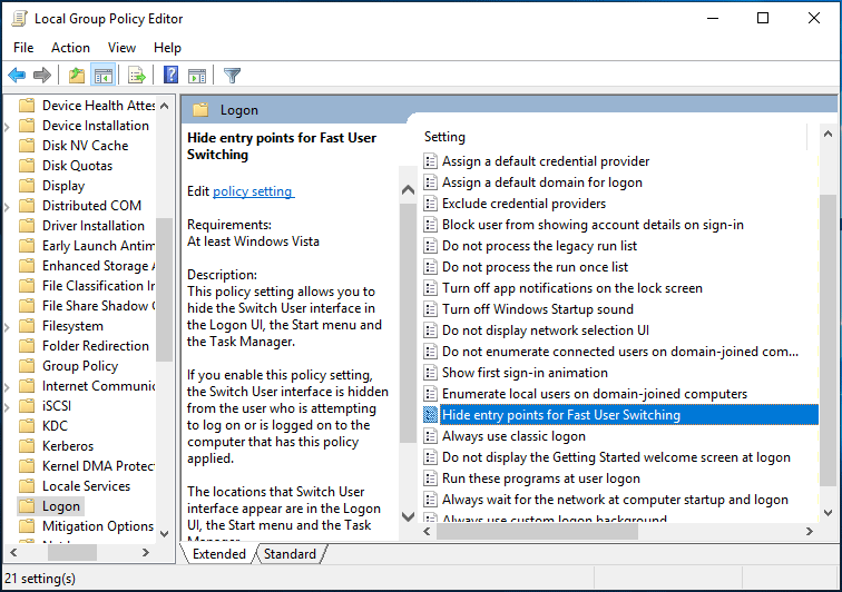 How To Disable Fast User Switching In Windows 10 2 Methods Minitool