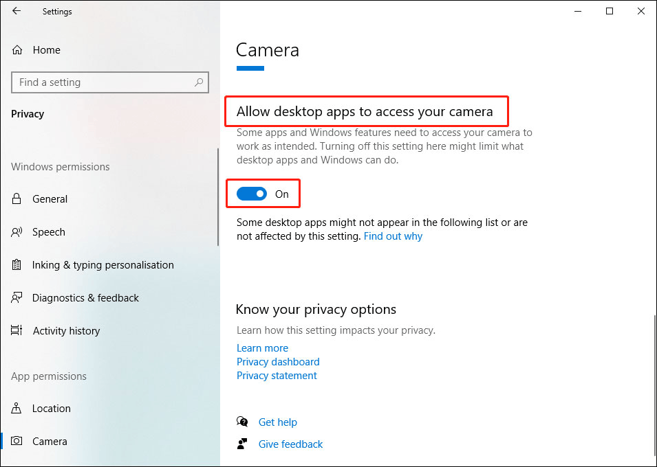 Turn on App Permissions for Your Camera on Windows 10 and Mac - MiniTool