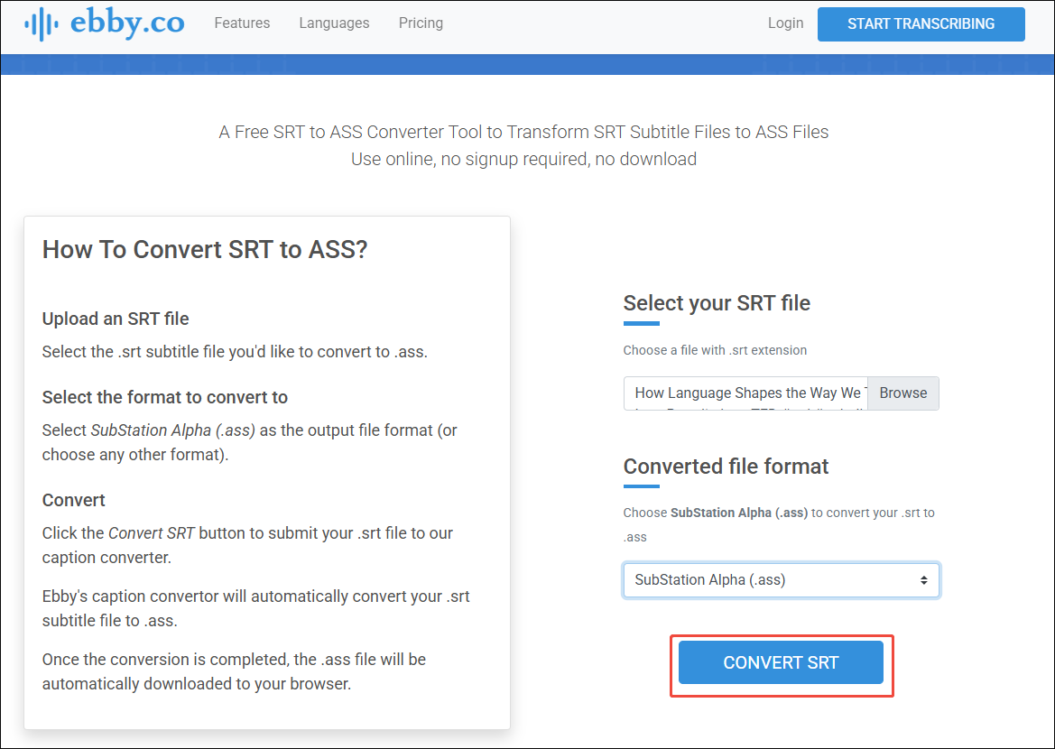 YouTube SRT to ASS: 2 Easy and Quick Methods Worth a Try