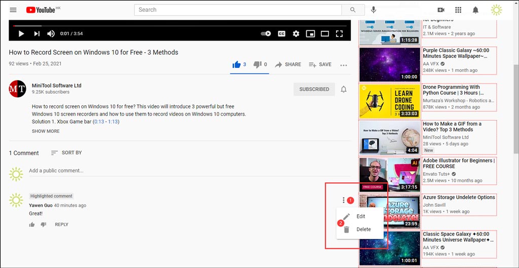 How to Edit or Delete Your Comments on YouTube? - MiniTool